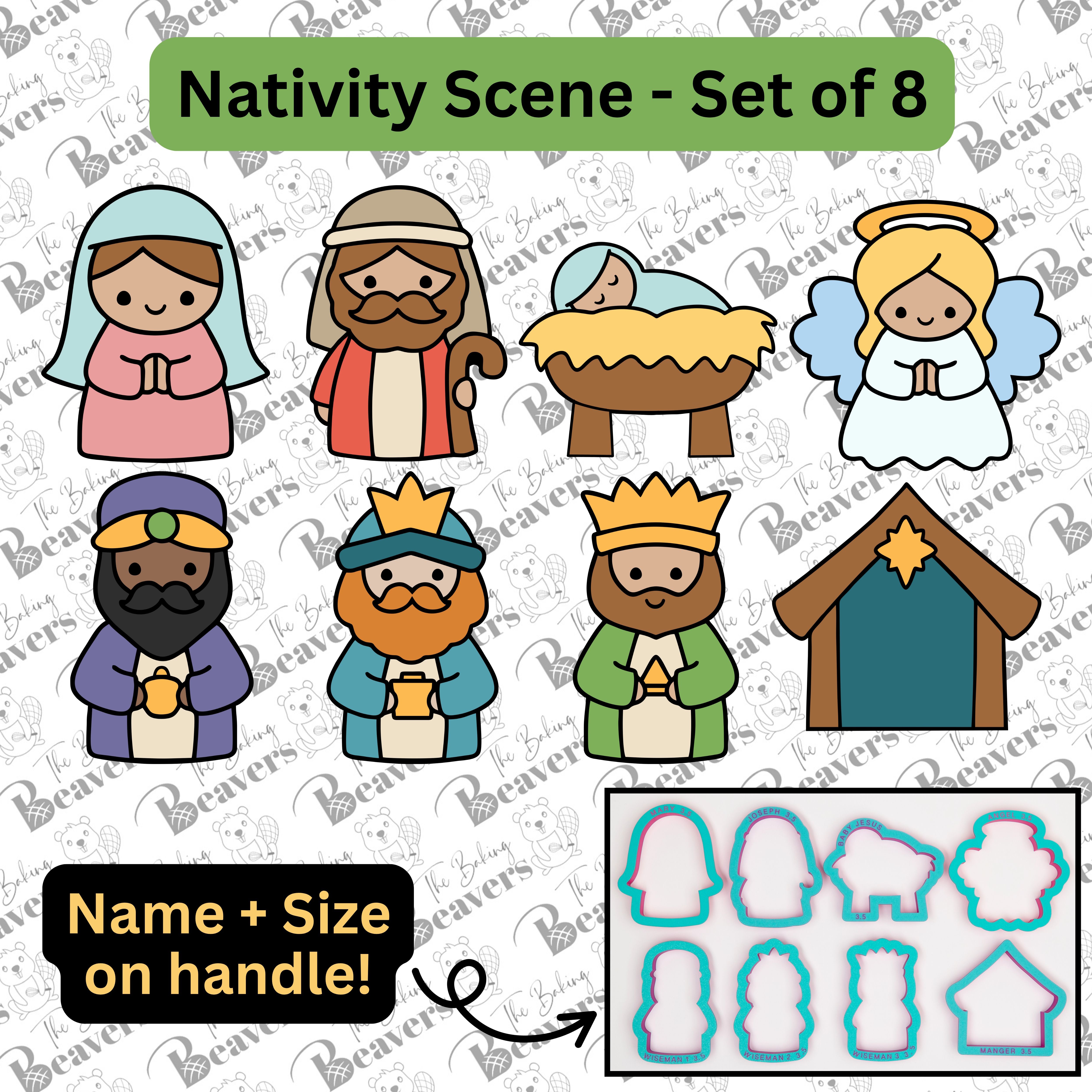 Nativity Scene Cookie Cutters (Set of 8) – The Baking Beavers
