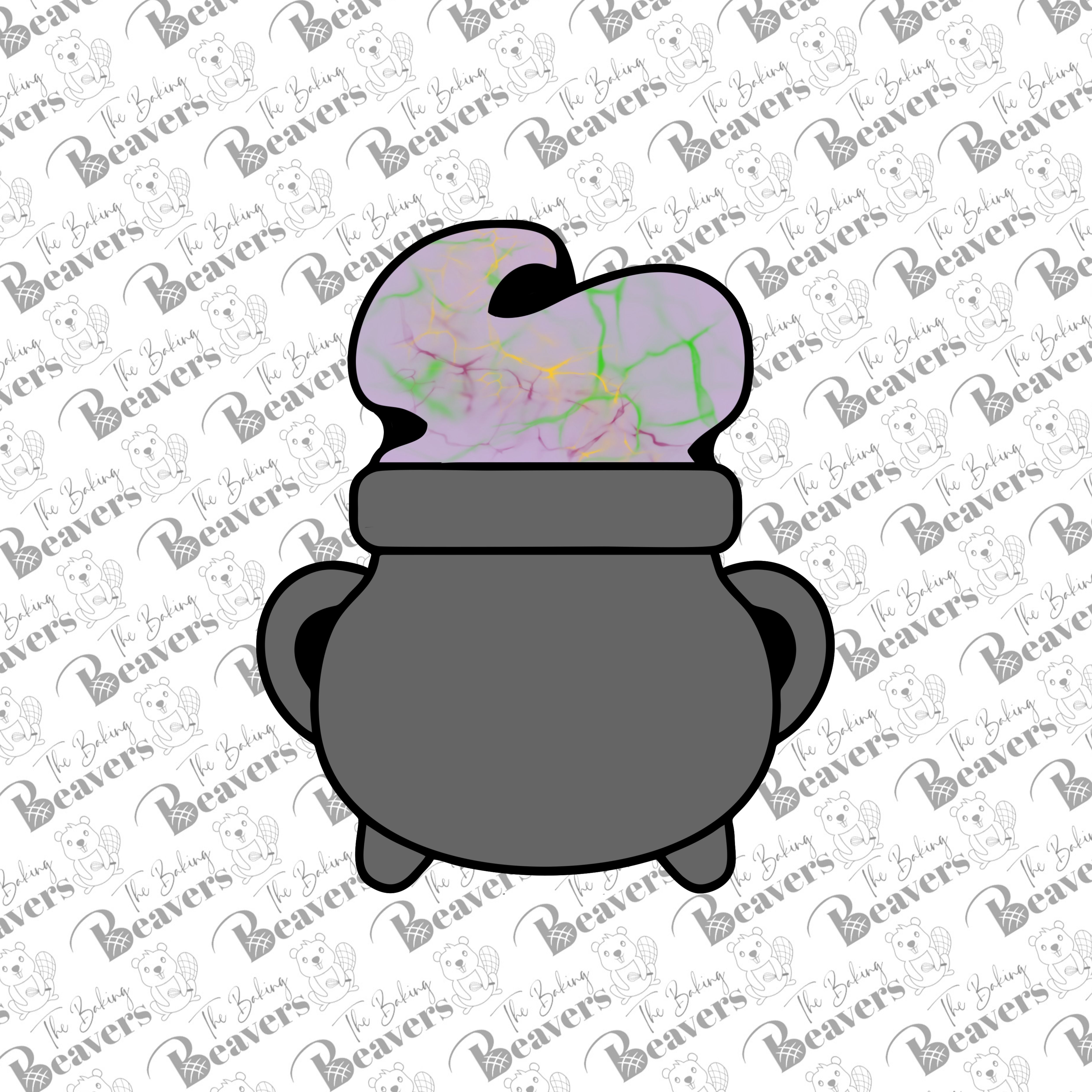 Cauldron (version 2) with steam Cookie Cutter – The Baking Beavers